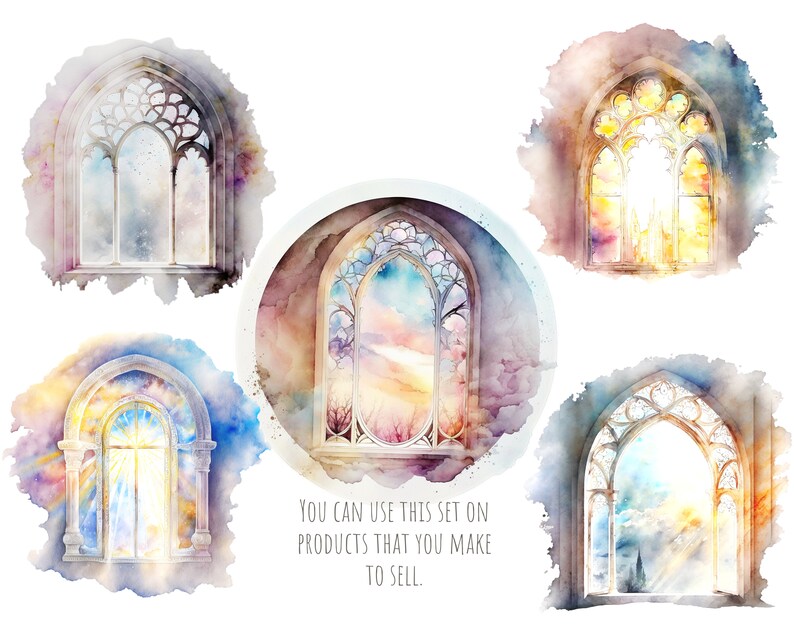 Window Clipart, Heavenly Windows Clip Art, Png. Digital Watercolor ...