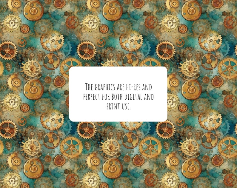 Steampunk Digital Paper Seamless Pattern Gears Pattern. - Etsy