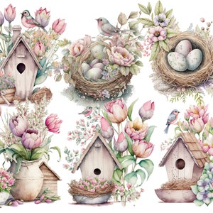 Easter Bundle. Spring Clipart, Pink Floral Clip Art, Boho Easter ...