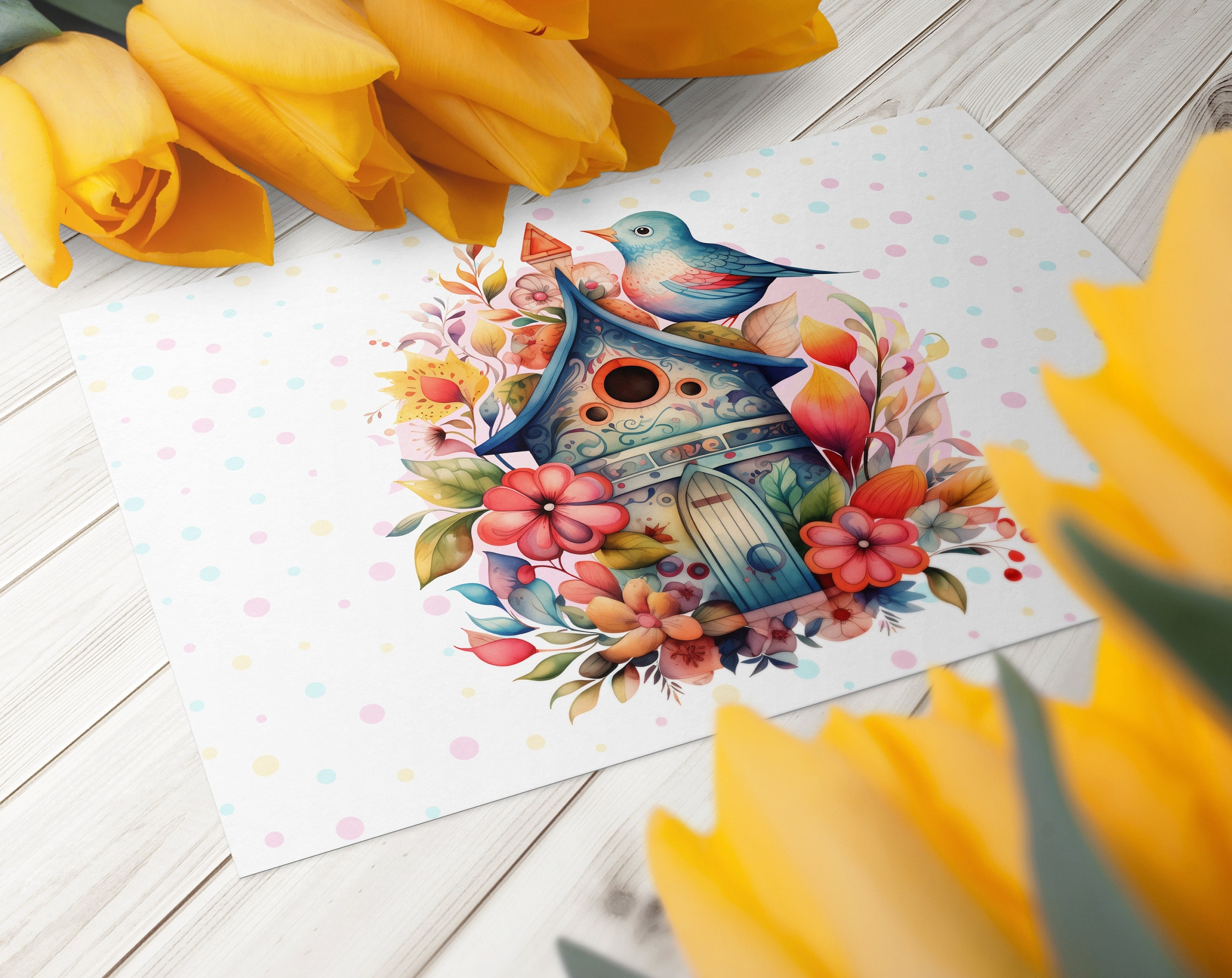 Birdhouse Clipart, Easter, Spring Bird Clipart, Floral Clip Art, Png ...