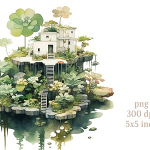 Magic Garden Clipart, Png. Digital Watercolor. Free Commercial Use ...