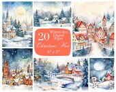 Christmas Digital Paper Snow Winter Wood Pattern. Watercolor - Etsy