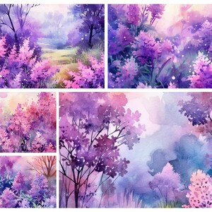 Lilac Digital Paper, Lilac Clipart, Garden. Watercolor Scrapbook Paper ...
