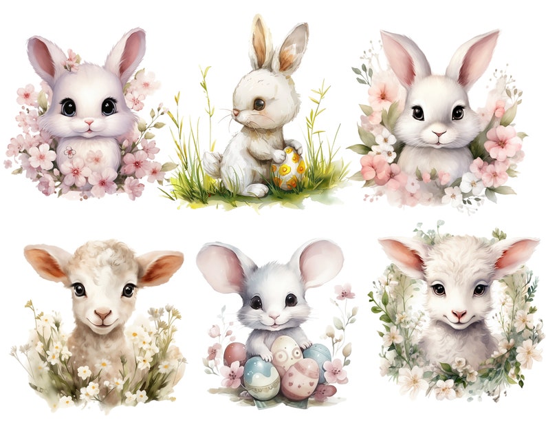 Easter Bundle. Spring Clipart, White Floral Clip Art, Boho Easter ...