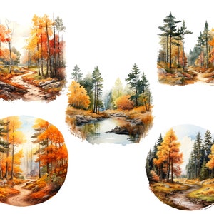 Autumn Forest Clipart, Wood Clip Art, Png. Digital Watercolor. Free ...