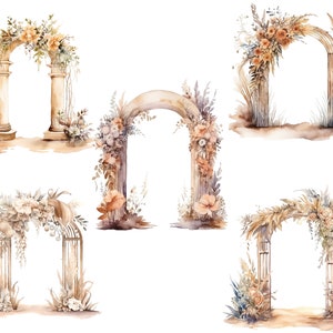 Watercolor Boho Floral Arches Clipart, Wedding Clipart, Love, Wedding ...