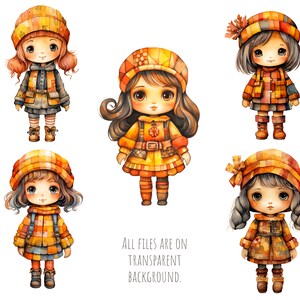 Autumn Girls Clipart Fall Clipart Autumn PNG Autumn Junk - Etsy