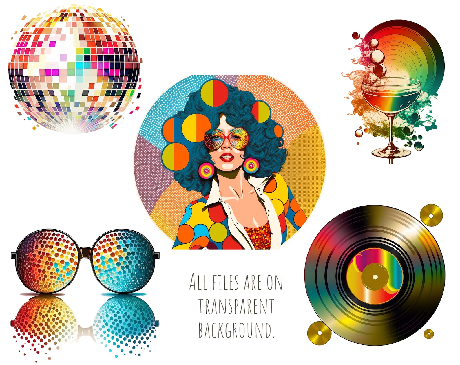 Disco Clipart. Vintage Clipart, Retro Clip Art, Boho. Png. Dance ...