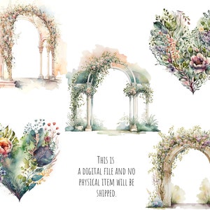Watercolor Floral Arches Clipart, Wedding Clipart, Love Clipart ...