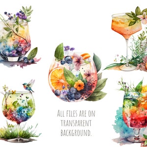Spring Cocktails Clipart, Png Bundle, Png. Digital Watercolor. Free ...