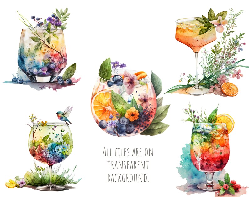 Spring Cocktails Clipart, Png Bundle, Png. Digital Watercolor. Free ...