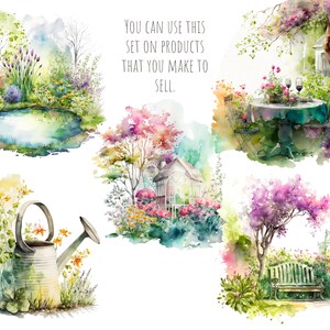 Spring Garden Clipart, Floral Clip Art, Png. Digital Watercolor. Free ...