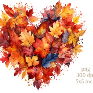 Autumn Heart Clipart. Floral Clipart, Leaves Clip Art, Fall Boho ...