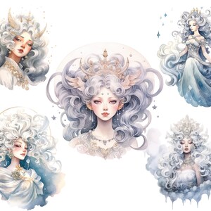 White Lady Clipart, Woman Clipart, Celestial Clipart, White Queen ...