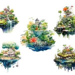 Magic Garden Clipart, Png. Digital Watercolor. Free Commercial Use ...