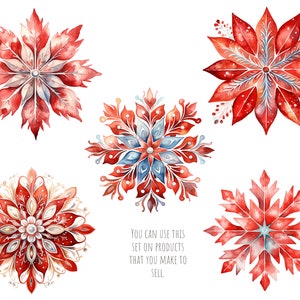 Red Snowflakes Clipart, Snow Clipart, Winter Clipart, Christmas ...