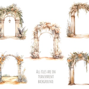 Watercolor Boho Floral Arches Clipart, Wedding Clipart, Love, Wedding ...