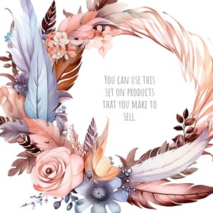 Boho Bundle, Boho Flowers PNG, Watercolor Floral Clipart, Bouquets ...