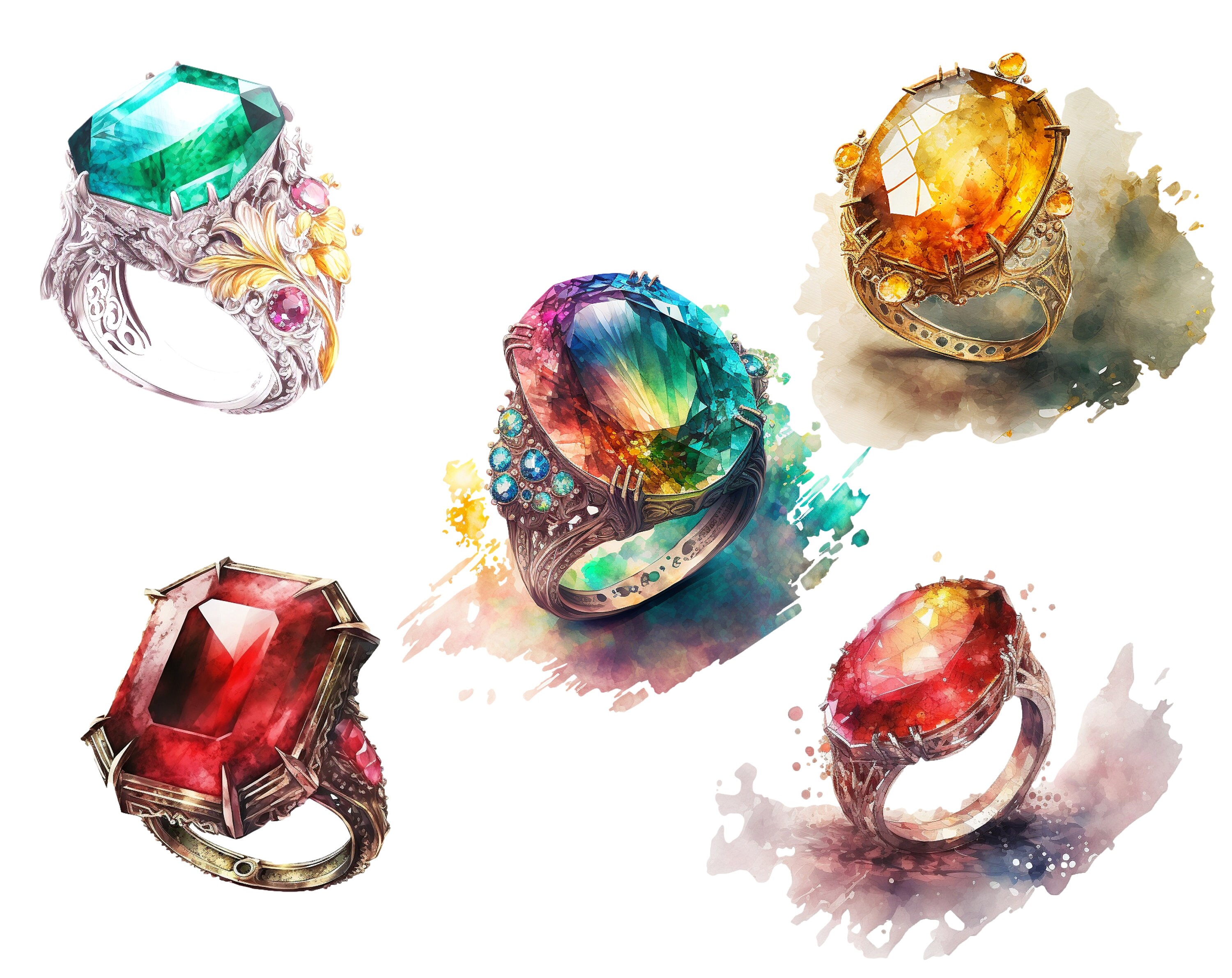 Jewelry Clipart Ring Clip Art Gemstone Jewellery Emerald - Etsy UK