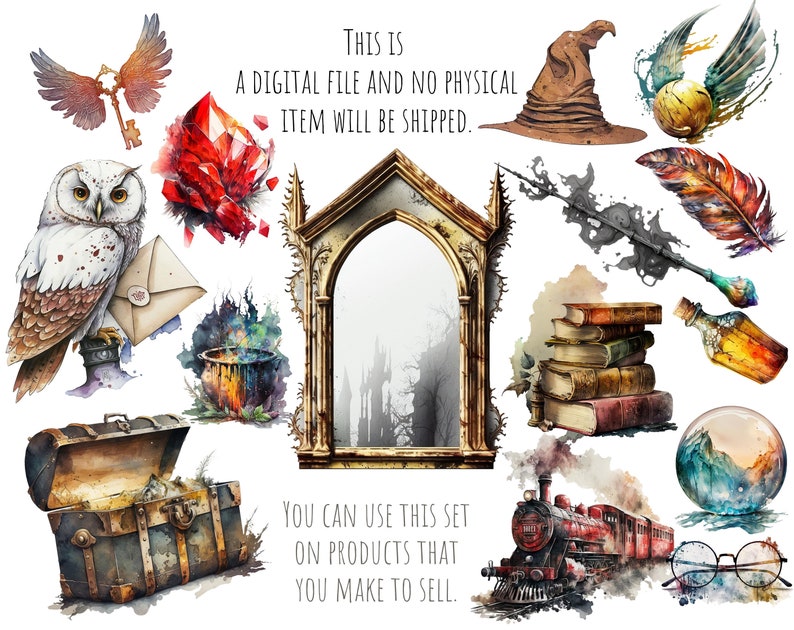 Magic School Bundle. Halloween Clipart Witch and Wizard Png. - Etsy