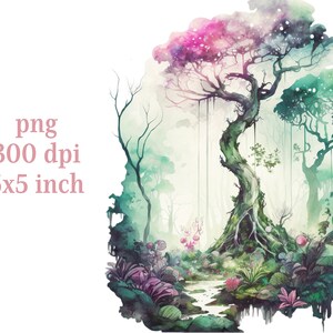 Fairy Forest Clipart, Png. Digital Watercolor. Free Commercial Use ...