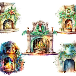 Winter Fireplace Clipart, Christmas Clipart, House, Png. Digital ...