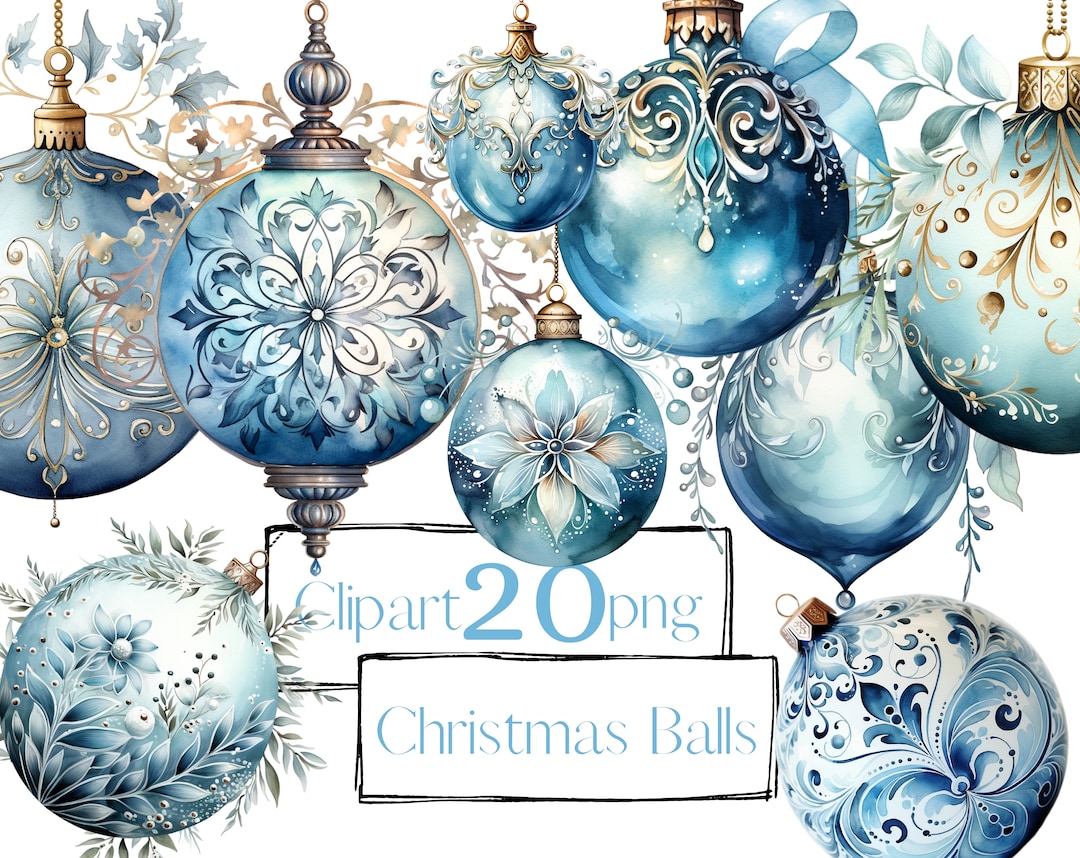 Blue Christmas Balls Clipart. Christmas Decoration Clipart. Christmas ...