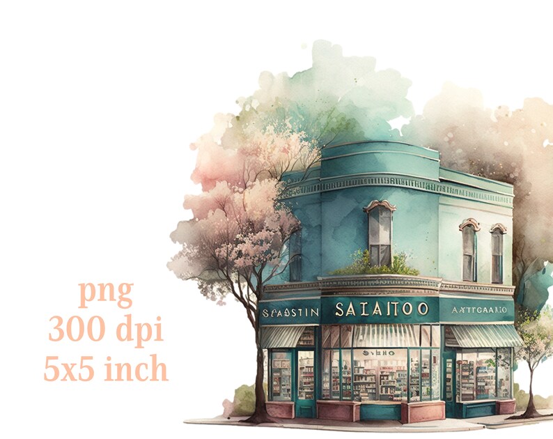 Spring Bookstore Clipart Book Shop Clip Art Png. Digital - Etsy