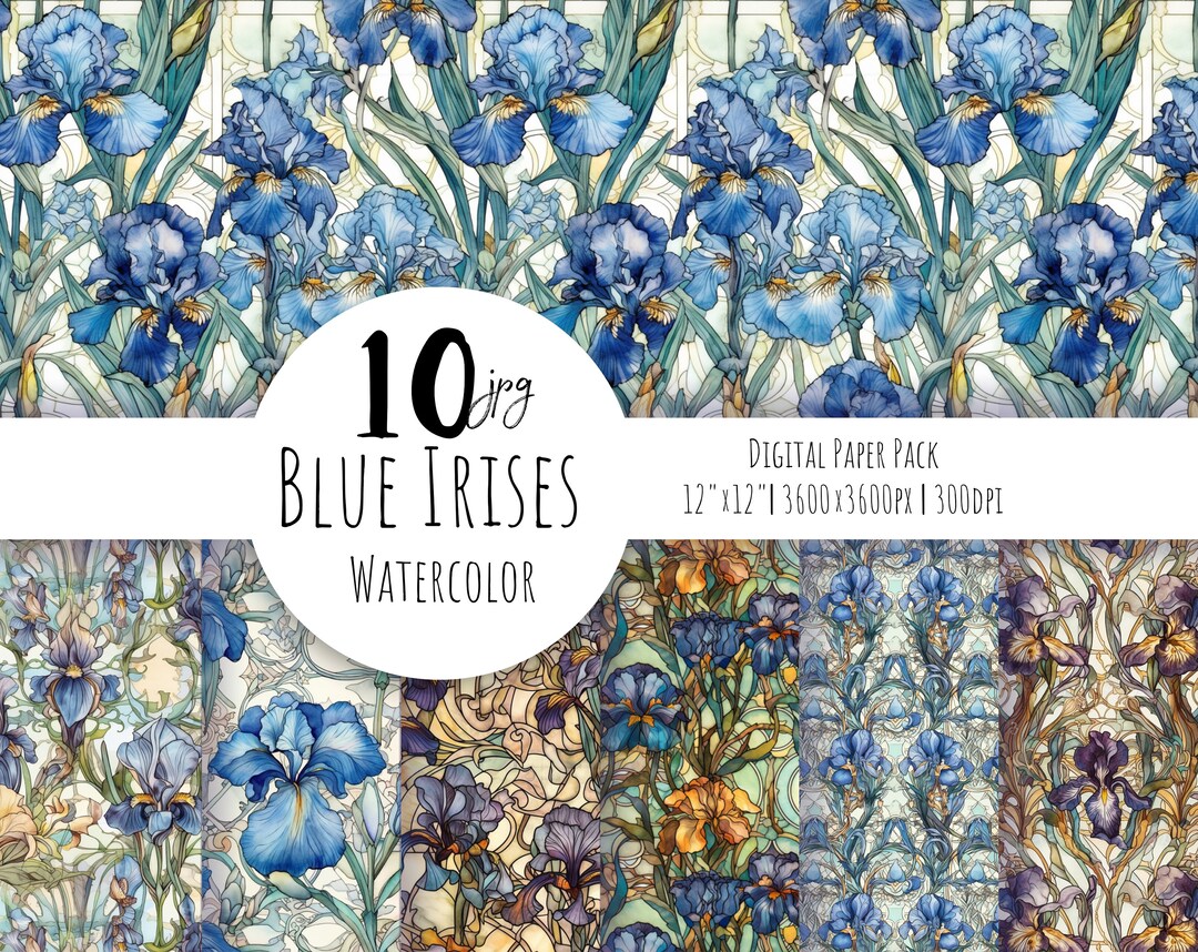 Iris Pattern, Floral Digital Paper, Flower Digital Paper, Seamless ...