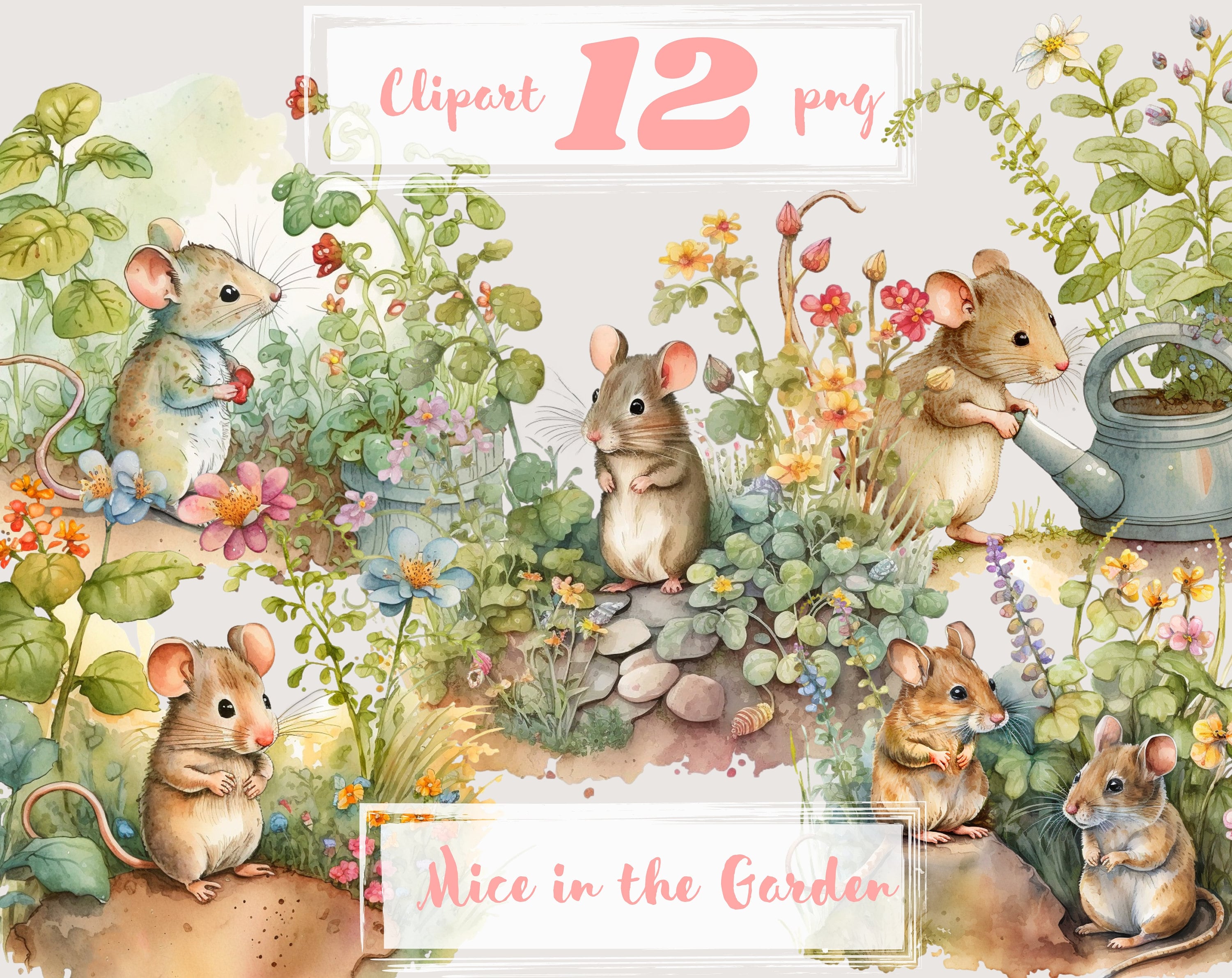 Mice Clipart. Nursery Clipart. Garden Clipart Kid Clipart - Etsy Australia