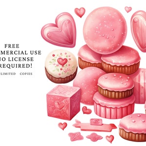 Cakes Clipart, Sweets Clip Art, St. Valentine's Day, Png. Digital ...
