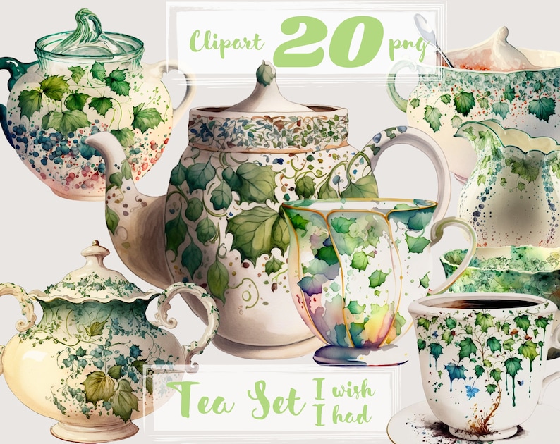 Spring Tea Time Clipart Tea Set Clip Art Vintage Teacup - Etsy