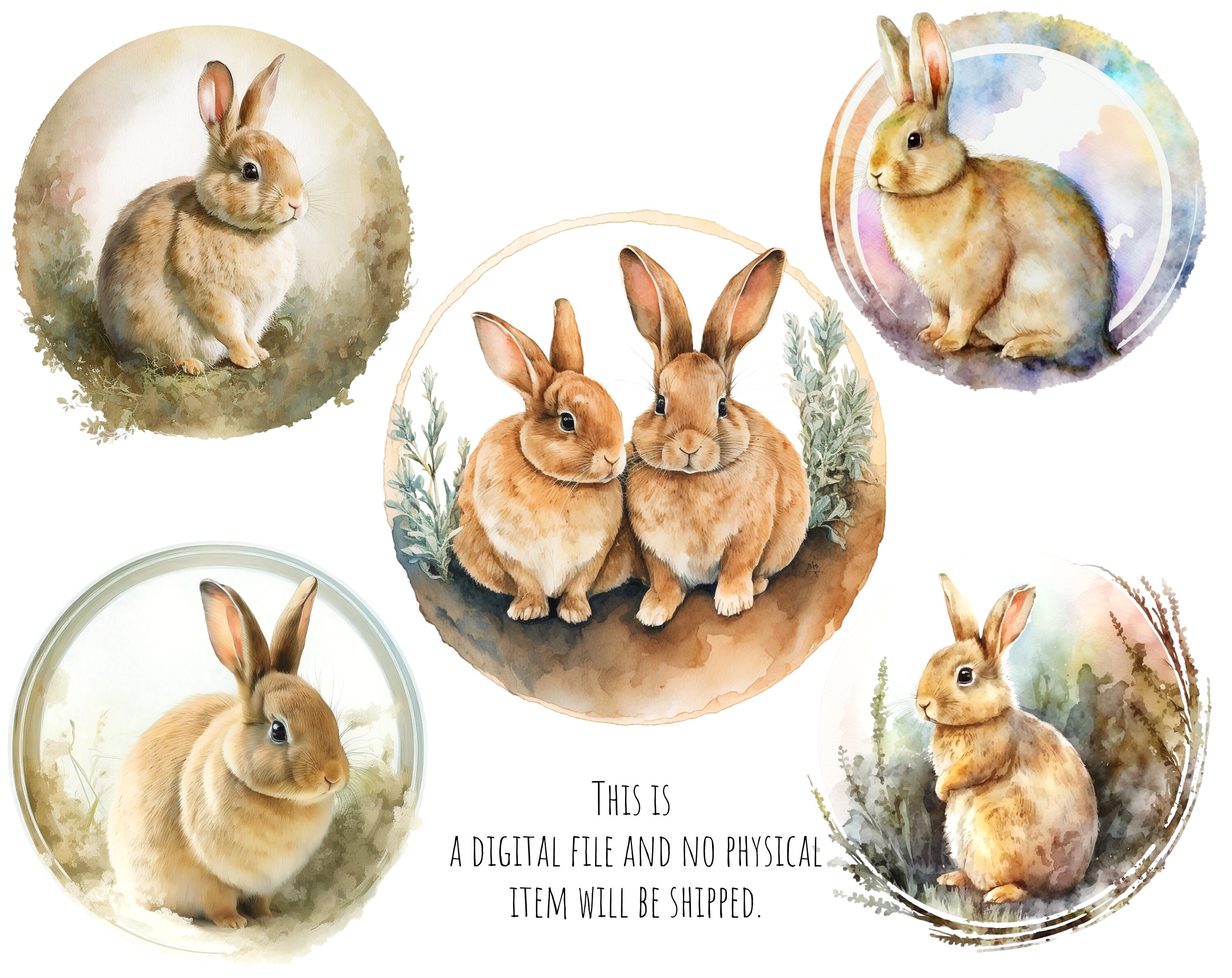 Bunnies Clipart. Bunny Bundle. Spring Clipart, Rabbit Clip Art, Boho ...