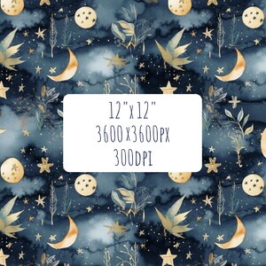 Star Digital Paper, Seamless Pattern, Sky Pattern. Moon Clipart, Night ...