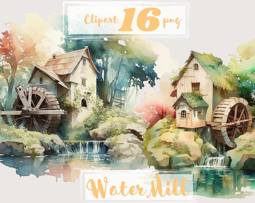 Mill Clipart, Png. Watermill Clipart. Village House Clipart. Cottage ...