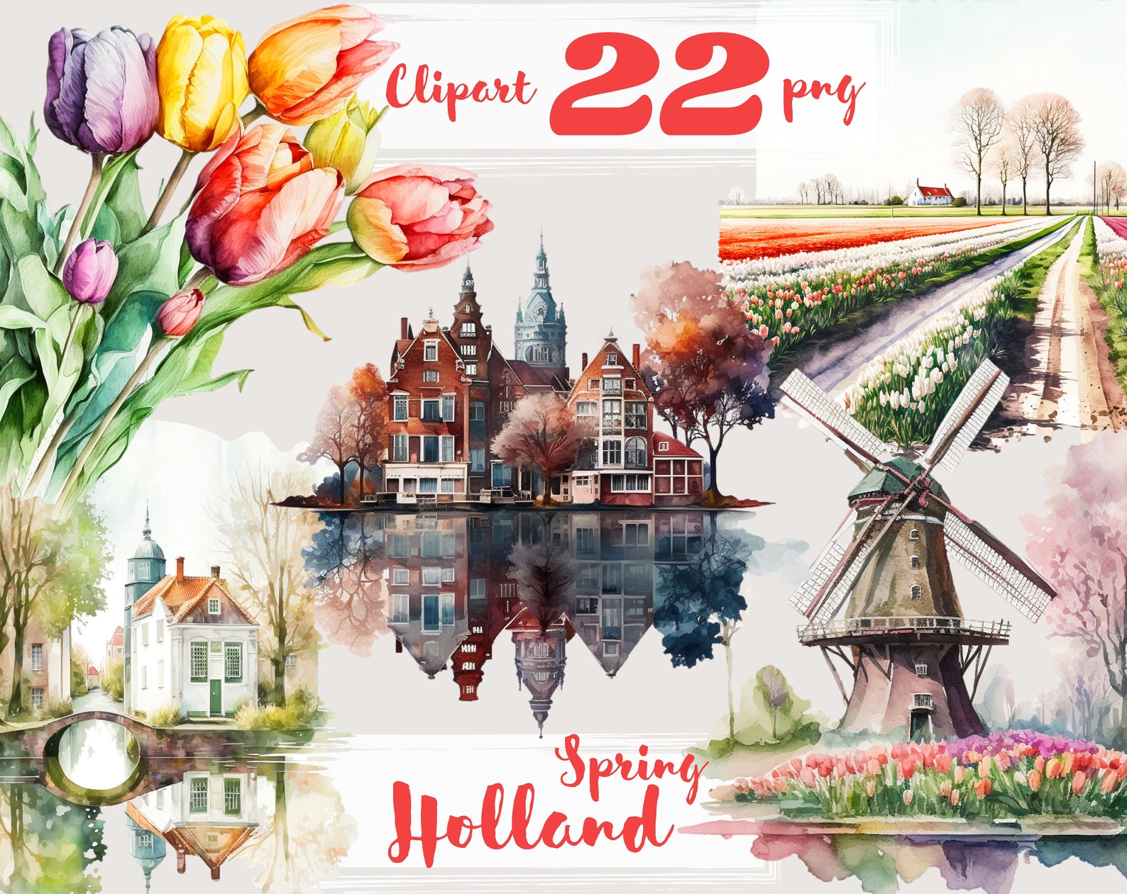 Holland Clipart, Netherlands Clip Art, Tulip Clipart ,romantic, Europe ...