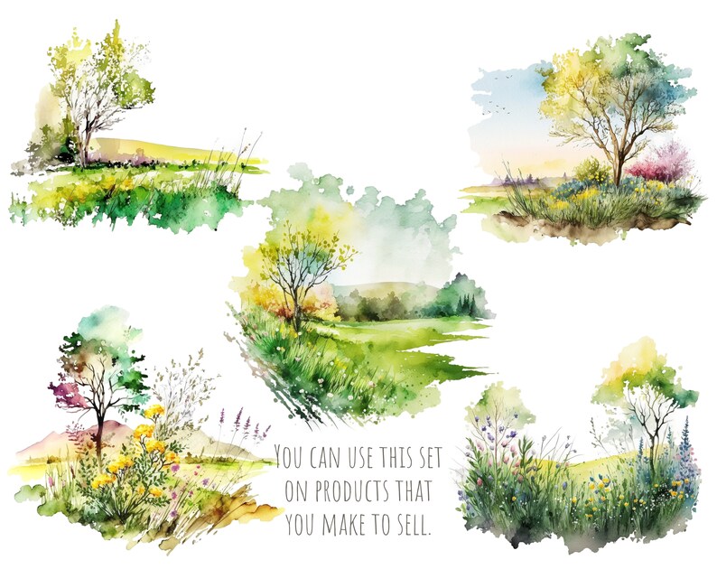 Spring Field Clipart. Grass Clipart. Spring Clipart. Floral - Etsy