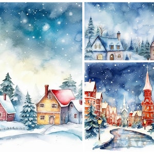 Christmas Digital Paper, Snow Winter Wood, Pattern. Watercolor Digital ...