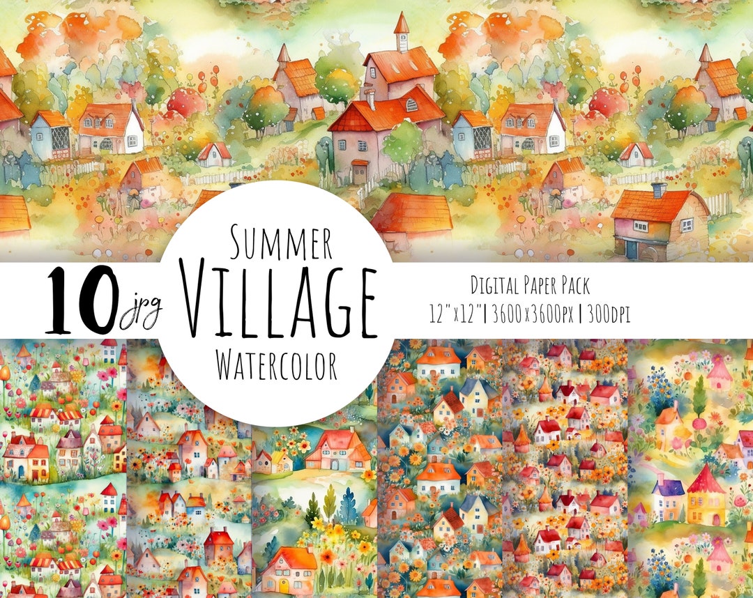 Floral Village Digital Paper, Seamless Pattern, Summer Pattern. Garden ...