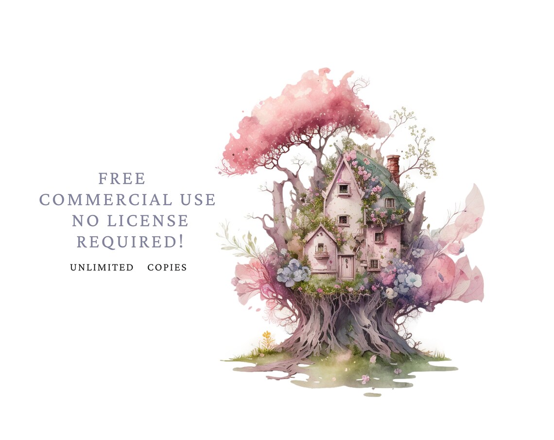 Spring Fairy House Clipart, Png. Magic Cottage. Elf Village. Digital ...