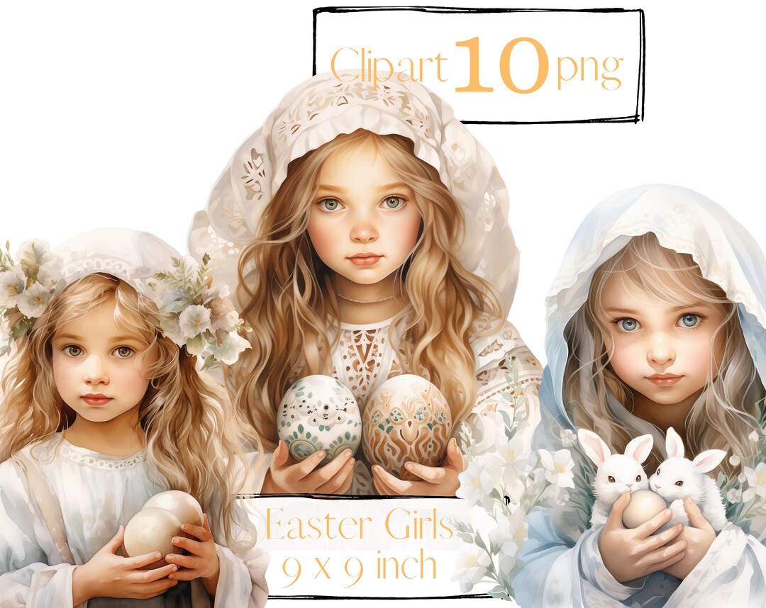 Easter Clipart, Easter Girl Clipart, Spring Clipart, Boho Easter, Junk ...