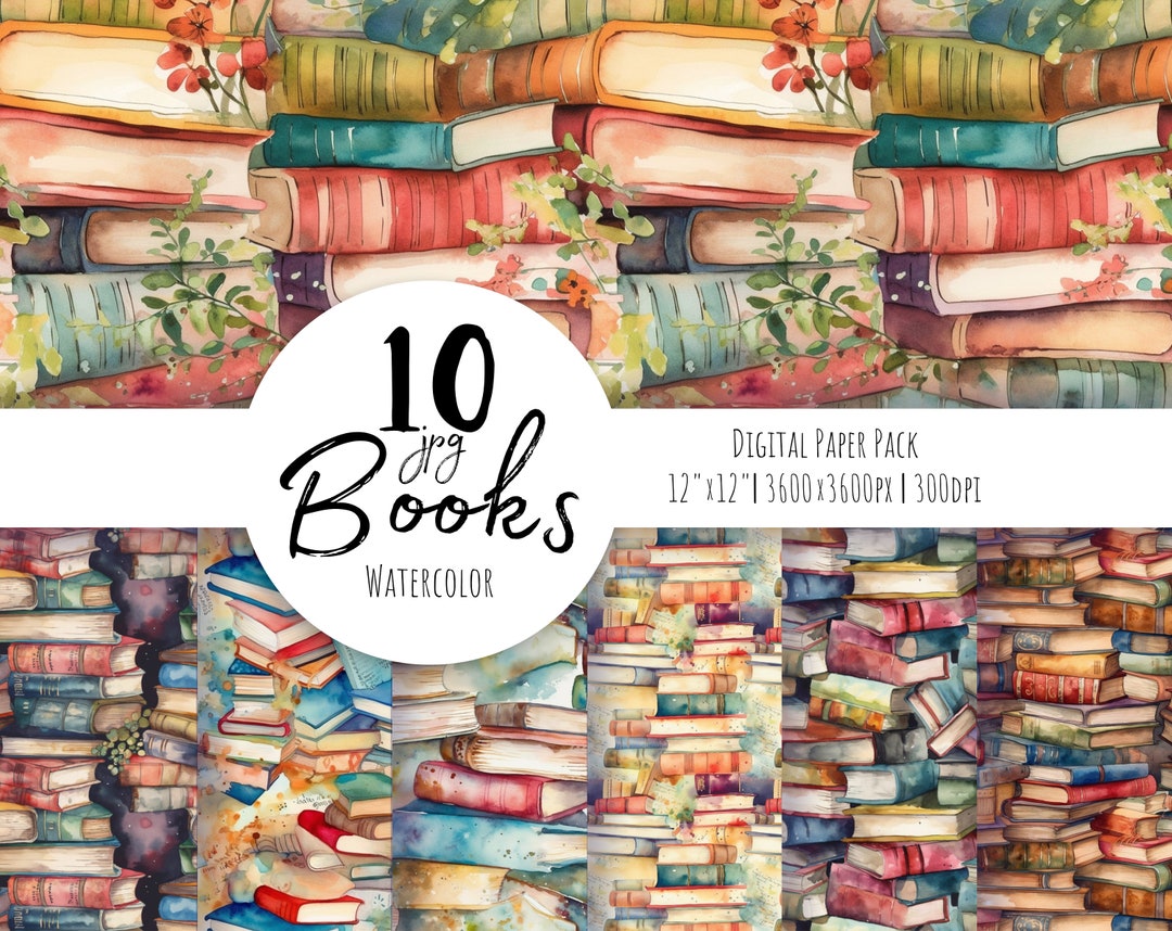 Books Digital Paper, Seamless Pattern. Vintage Clipart, Retro Digital ...