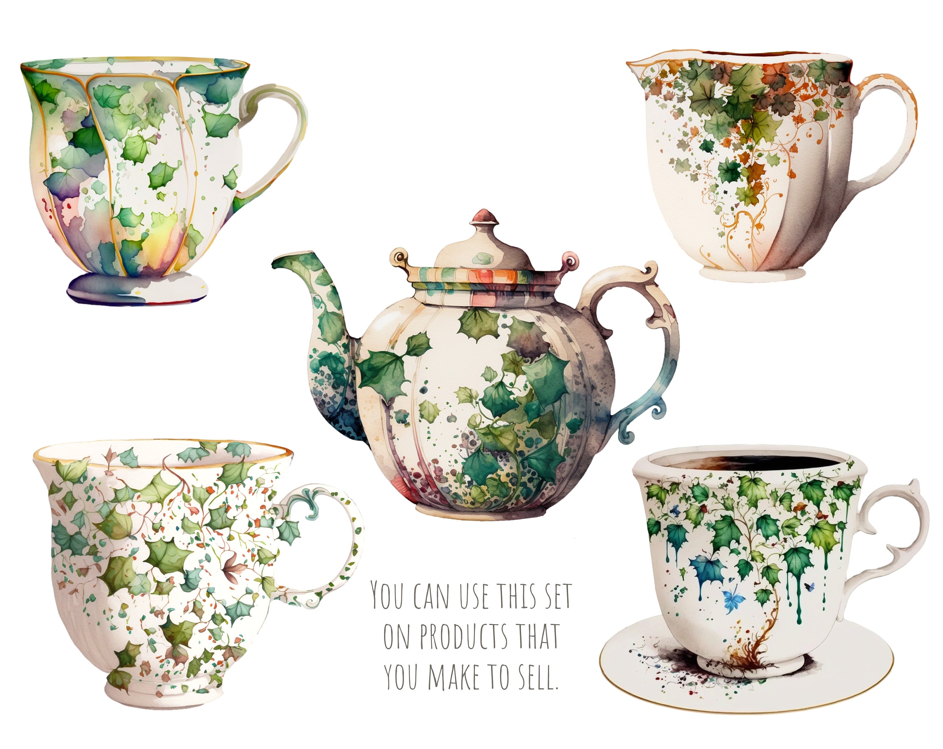 Spring Tea Time Clipart Tea Set Clip Art Vintage Teacup - Etsy Australia