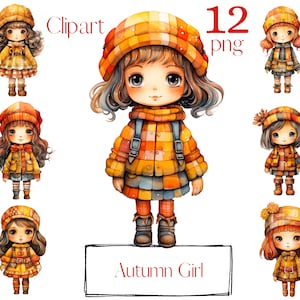 Autumn Girls Clipart Fall Clipart Autumn PNG Autumn Junk - Etsy