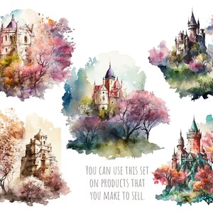 Spring Castle Clipart, Palace Clip Art, Png. Digital Watercolor. Free ...