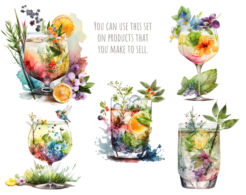 Spring Cocktails Clipart, Png Bundle, Png. Digital Watercolor. Free ...