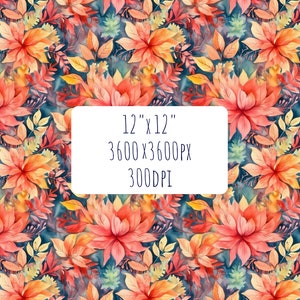 Fall Flowers Digital Paper, Seamless Pattern, Autumn. Floral Clipart ...