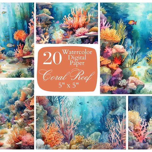 Coral Digital Paper - Etsy