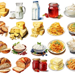 Food Clipart. Cook Clipart. Watercolor Bundle. Vegetables, Meet, Fish ...