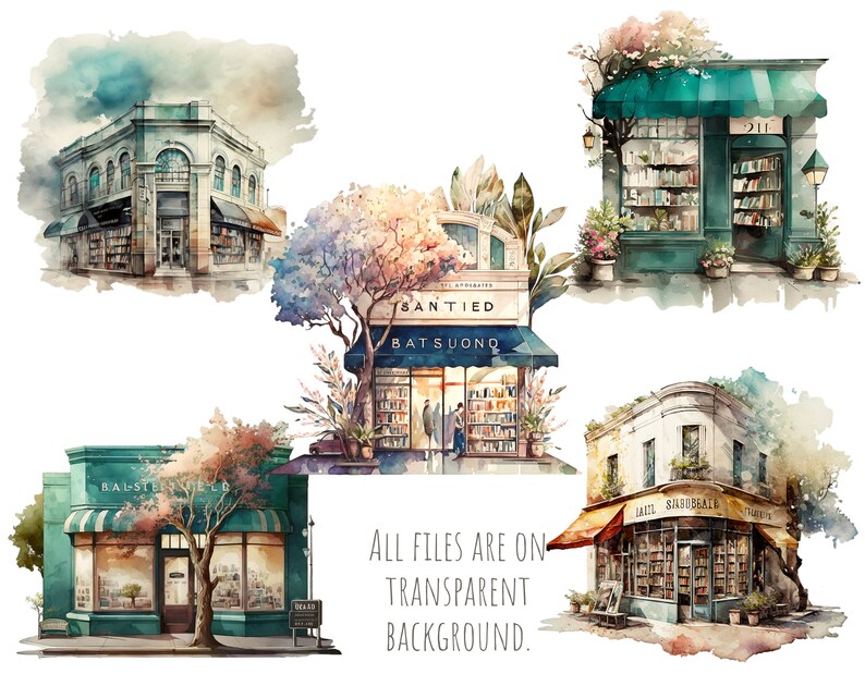 Spring Bookstore Clipart Book Shop Clip Art Png. Digital - Etsy